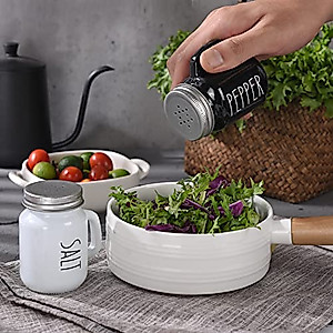 Wartter Farmhouse Salt and Pepper Shaker Set, Vintage Glass Black and White Shaker Set with Stainless Steel Lid (Black/White)