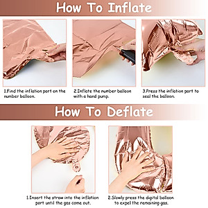 60th Birthday Balloons Rose Gold for Women, 40 Inch Giant Mylar Foil Number 60 Balloons Self Inflating, Rose Gold Digit 6 & 0 Helium Balloons for 60th Anniversary Party Decorations Supplies