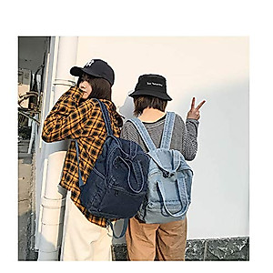 Girls Vintage Denim Backpack Jeans Daypack Bag Travel Bag Rucksack (Light Blue)