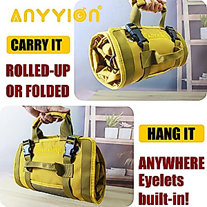 Anyyion Tool Bag, Heavy Duty Roll Up Tool Organizer With 6 Tool Pouches For Mechanic, Carpenter, Electrician & Hobbyist