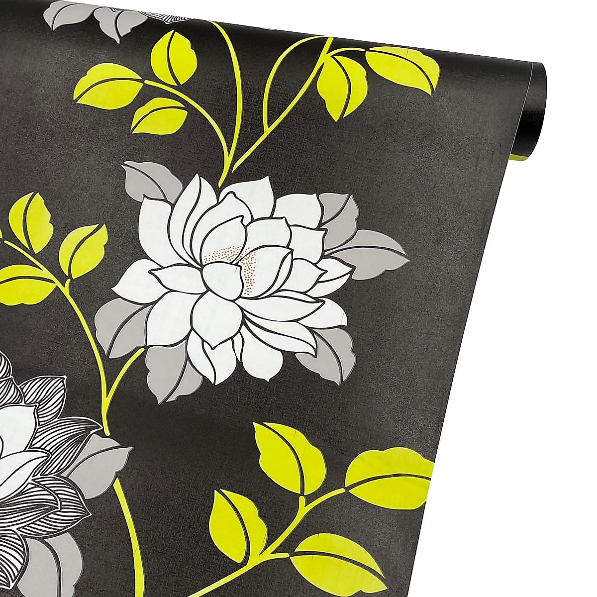 Yifasy White Rose Shelf Liner Self-Adhesive Floral Drawer Paper Protect Furniture Wall Surface Decor Girls Makeup Box Wallpaper Roll 118x17.7 Inch