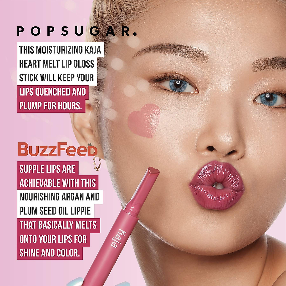 Kaja Lip Gloss - Heart Melter | High-shine, Glossy Finish, Playful Bubblegum Pink, Moisturize, 02 Sweet Talk, 0.04 Oz