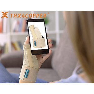 THX4COPPER Thumb & Wrist Stabilizer Splint for Blackberry Thumb,Thumb Pain Relief for Arthritis,Sprained,Tendonitis,Carpal Tunnel,Breathable&Stable,S-M(Beige)