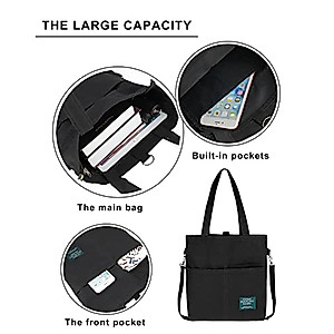 WULIQIUQIU Women's Hobo Bag Canvas Shoulder Bag with Zipper Casual Crossbody Large Capacity Handbag Tote Travel Bag Black