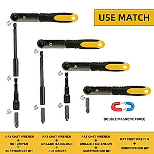 Magnetic Hex Nut Driver Kit, YSJOYTOOL 33-Piece Power Nut Driver Bit Set for Impact Drill with Drill Bit Extension & Adapter, 1/4" Quick-Change Hex Shank | SAE & Metric | Cr-V Steel
