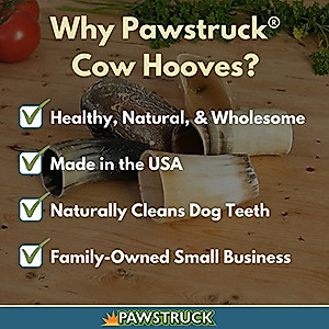Pawstruck Natural Cow Hooves for Dogs (10 Pack) - Made in The USA Bulk Dog Dental Treats & Dog Chews Beef Hoof, American Made
