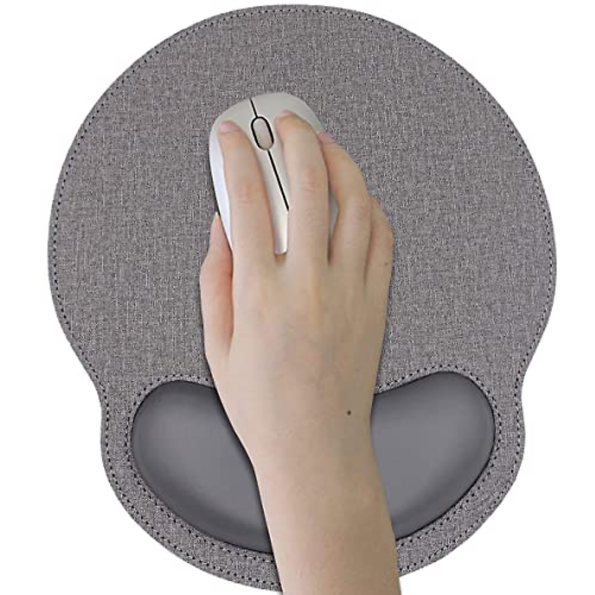 RICHEN Ergonomic PU Leather Mouse Pad with Wrist Support,Comfort Memory Foam,Waterproof Surface，Non- Slip Rubber Base for Computer Laptop & Mac,Lightweight Rest for Home,Office & Travel (Grey)