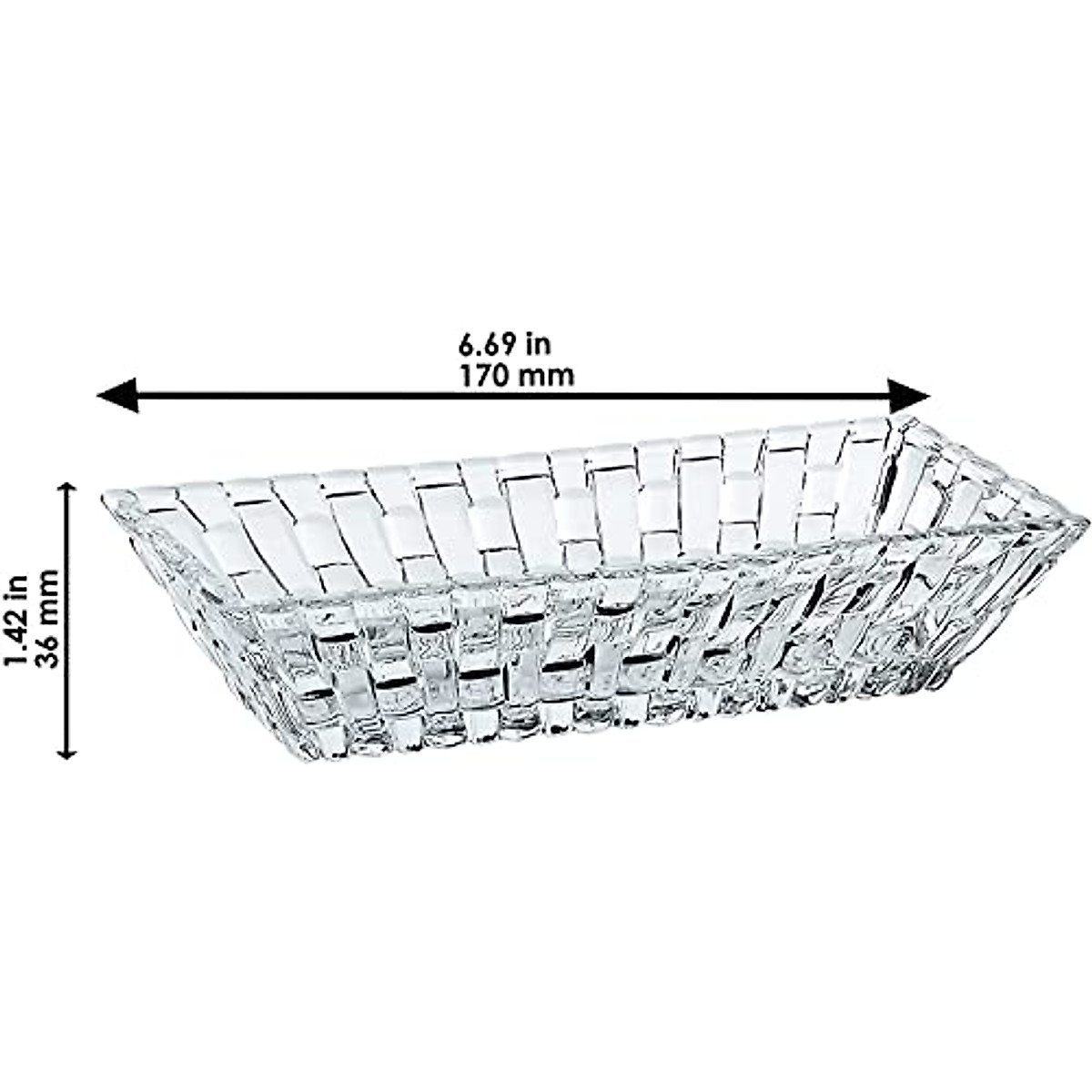 Nachtmann Bossa Nova Collections, 4 Piece Serving Set, Crystal Glass Serving Dishes for Cheese, Crackers, Fruits, and Appetizers, Platter, Square and Rectangular Bowls