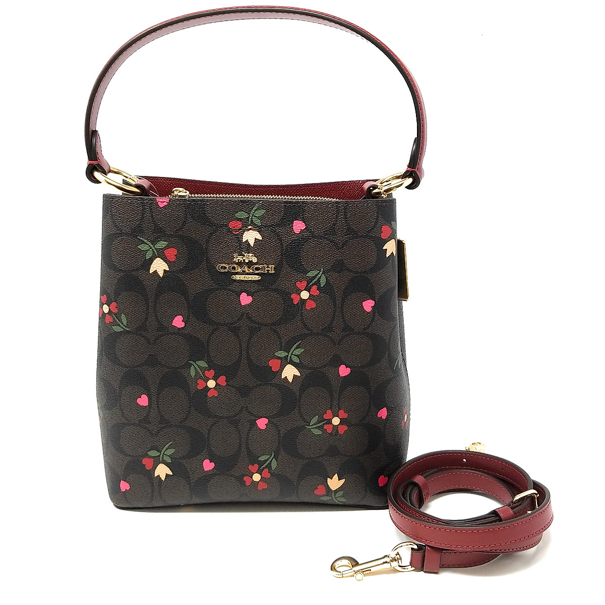 Coach Women's Small Town Bucket Bag (Signature Canvas - Heart Petal Print - Brown Multi)