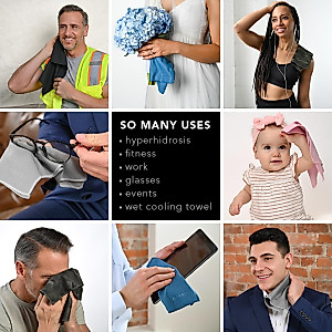 DRYKI Sweat Absorbing Handkerchiefs - The Original Sport Microfiber Hankies for Wicking Sweat from Hands, Face, Body (Classic Black, 5 Pack)