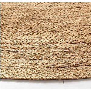 India Artistic Jute Braided Boho Area Rug, Natural Hand Woven Jute Rag Rug- Farmhouse Reverisible Rug Rustic Cotton Jute Rug Home Décor Vibrant Rag Rugs (3 Feet Round)