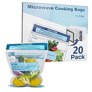 20 Pack Microwave Steamer Bag - Steam Food Storage Bags Steam Cooking Bag Microwave Steam Bags for Food Vegetables Potatoes and Meat Microwave and Freezer Safe