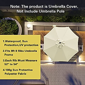 Sunnyglade 9ft Patio Umbrella Replacement Canopy Market Umbrella Top Outdoor Umbrella Canopy with 8 Ribs (Light Brown)