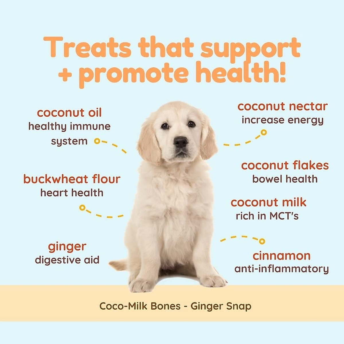 CocoTherapy Ginger Coco-Milk Bones 3 Pack, 6 Ounces Each, USDA Organic