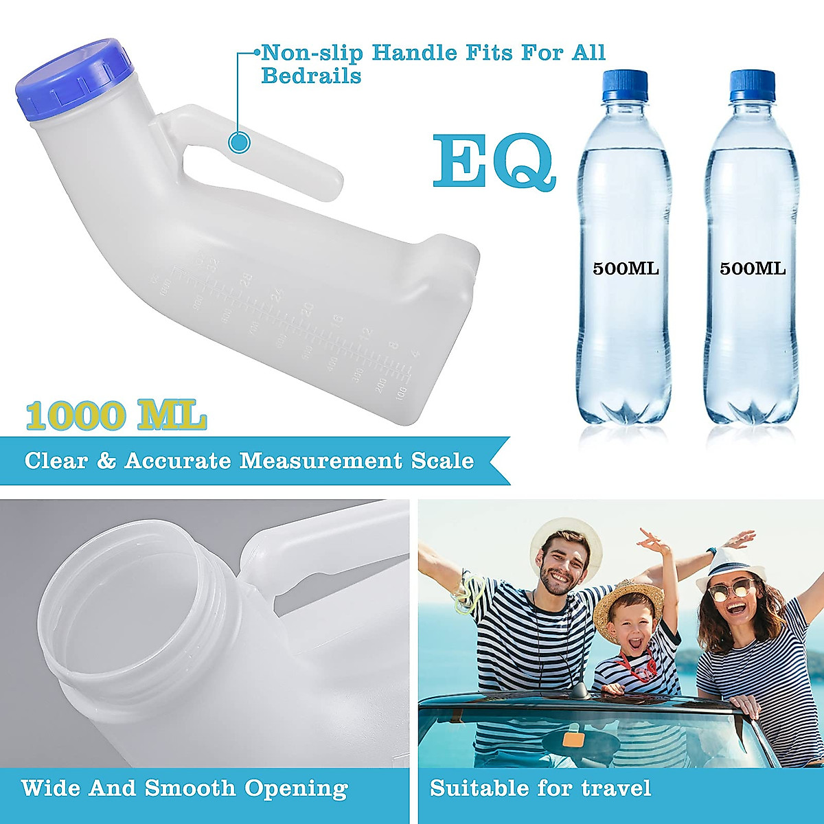 AWOKEN Unisex Spill Proof Urinal for Men and Women with Screw Lid Urinal Funnel, Portable Toilet Urinal Ideal for Car Travel Outdoor (2)