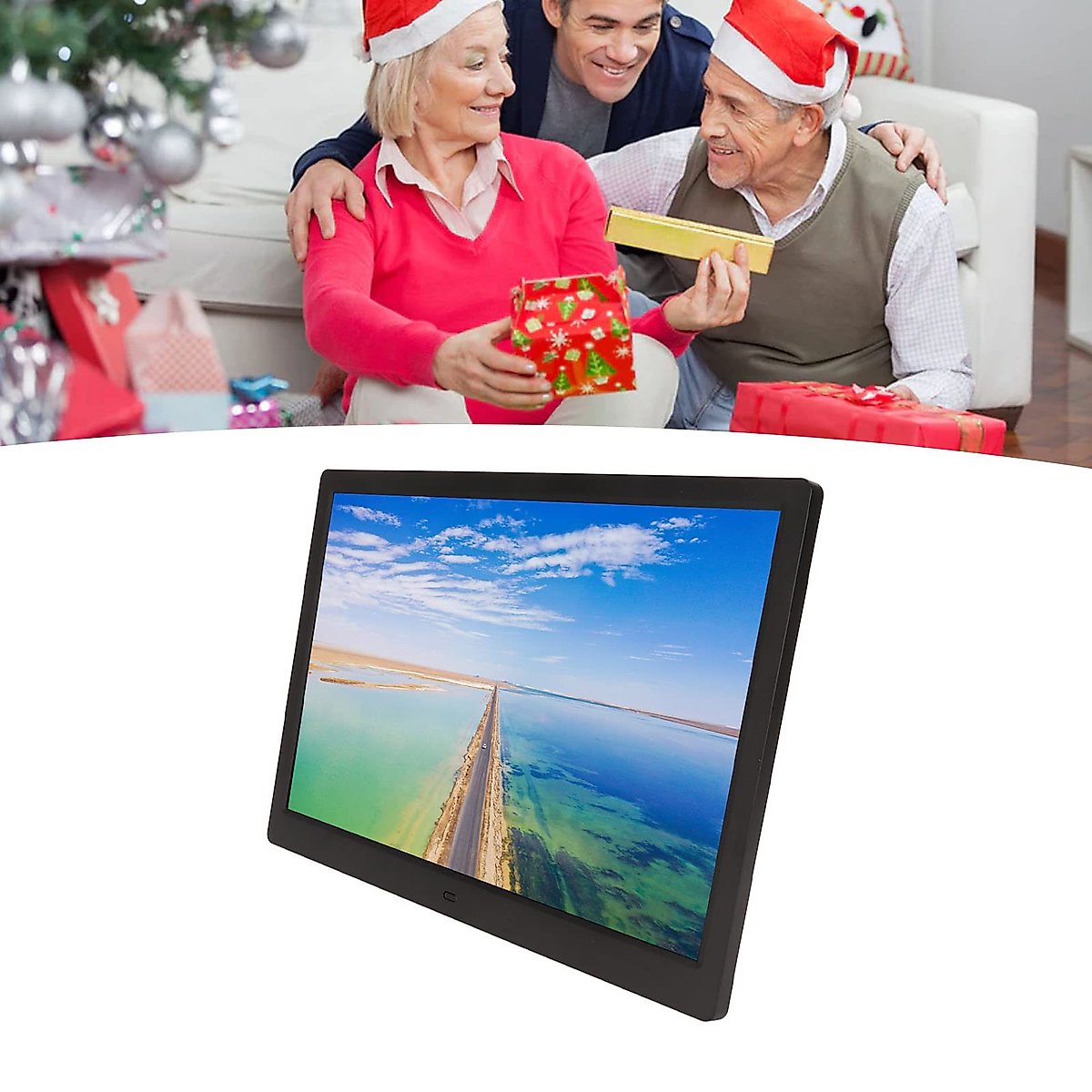 Digital Photo Album, 100‑240 V USB Interface Large Storage Digital Photo Frame Multiformat Playback for Images (US Plug)