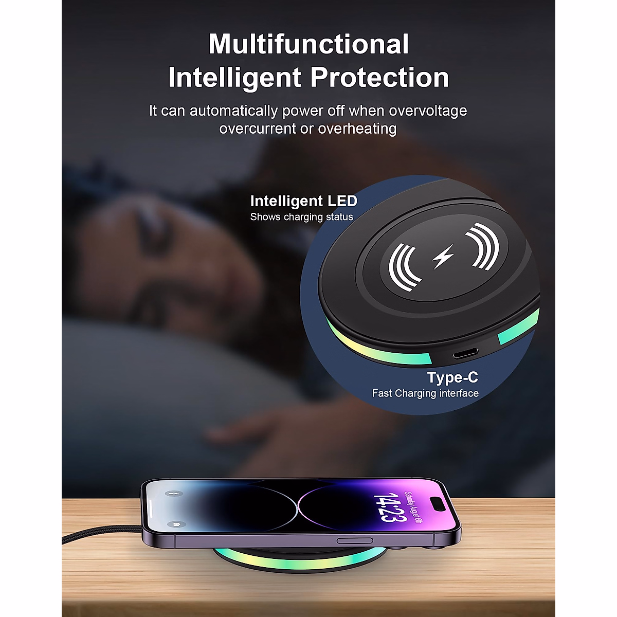 2Pack 15w Phone Wireless Charging Pad for Google Pixel 8 8 Pro 7 pro 7a 7 6 pro, QI Wireless Charger Station Cargador Inalambrico for Android Samsung Galaxy S24 S23 + S22 Ultra Apple iPhone 15 14 13