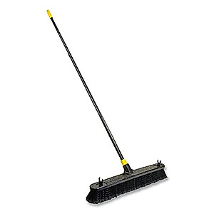 Quickie Bulldozer Smooth Surface Push Broom 24 inch, Black, Sweep and Clean Tile/Sealed Concrete/Other Hard Flooring, Indoor/Outdoor Use, Heavy Duty Cleaning (533)