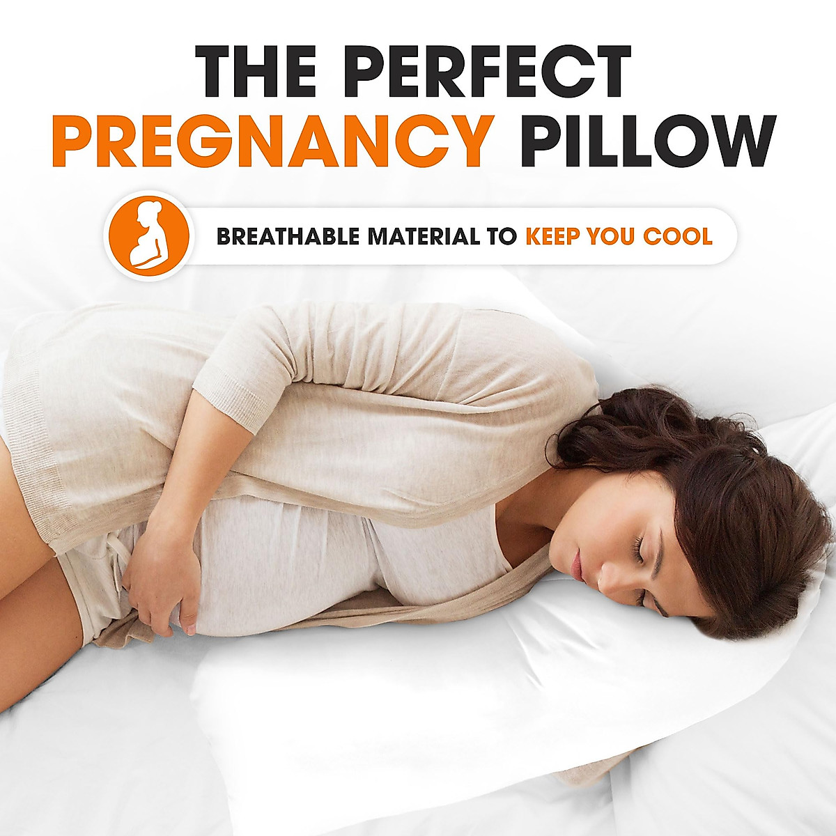 Cheer Collection Oversized V Shaped Pillow, L Shaped Pillow for Neck and Shoulder Support, Side Pillow for Sleeping on Side, Pregnancy Pillow, Curved Pillow, Includes Pillow Cover