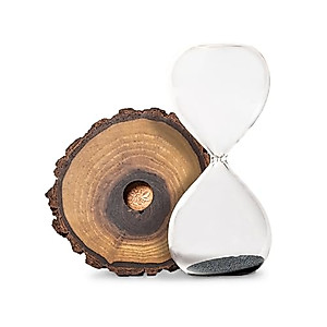 Blackswan Magnetic Hourglass Sand Timer | Natural Live Edge Walnut Wood Magnet Base Hour Glass with Iron Dust Shavings | 1 Minute Functional Fun Retro Clock Watch for Office, Home Decor | 4" x 6.5"