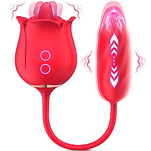 G Spot Vibrator Rose Sex Toys for Women - 3IN1 Thrusting Vibrator 9 Licking Tongue Rose Vibrators, Clitoral Stimulator Dildo Sex Sexual Stimulation Device Adult Sex Toys & Games for Women Couples