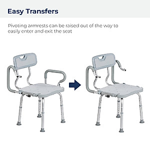 Drive Medical PreserveTech 360-Degree Swivel Shower Chair with Arms & Back, Grey