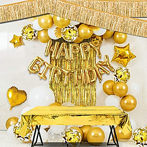 6 Pack 10 Feet Foil Fringe Garland Metallic Tinsel Banner Wall Hanging Curtain Streamers Backdrop for Parade Floats Bachelorette Birthday Party Thanksgiving Christmas Decorations(Champagne Gold)