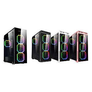 Apevia PN4-RGB Phoenix 120mm Dual-Ring RGB LED Fan for Gaming, 16x LEDs & 8X Anti-Vibration Rubber Pads (4-pk)