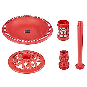 Sun-Ray 811011 Solar Lighted Bird Bath, Red