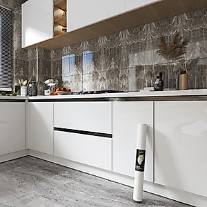 Yenhome Glossy White Adhesive Vinyl Cabinet Liner 24" x 118" Waterproof Self Adhesive Drawer and Shelf Liner for Kitchen Cabinets Removable Peel and Stick Wallpaper for Furniture Wardrobe Renew