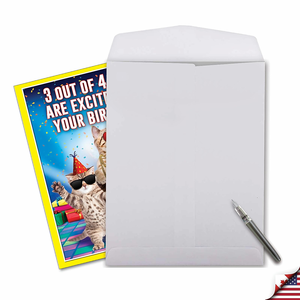 NobleWorks Jumbo Hilarious Birthday Greeting Card 8.5 x 11 Inch with Envelope (1 Pack) Oversize Jumbo Bday Excited Cats J3525BDG