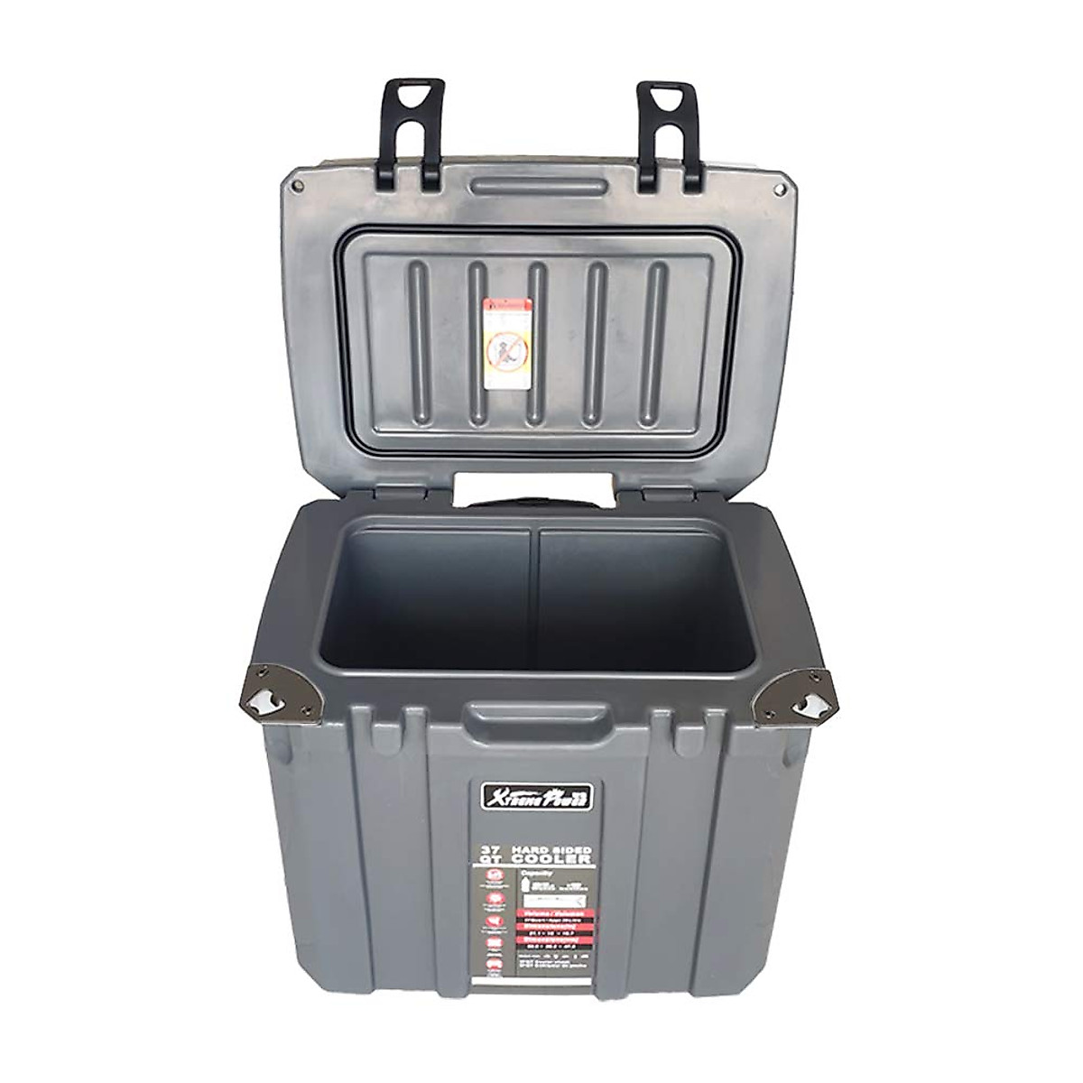 XtremepowerUS Portable 37 Quart Insulated Ice Chest Cooler Roto-Molded Bottle Opener Adjustable Telescoping Handles with Tote Cooler, Grey