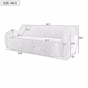 Merax 81.5" Curved Upholstered Sponge Sofa 3-Seat Modular Casual Couch for Living Room