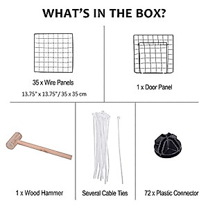 PawHut Pet Playpen DIY Small Animal Cage 36 Panels Portable Metal Wire Yard Fence with Door and Ramp for Rabbits, Kitten, Puppy 14 x 14 in