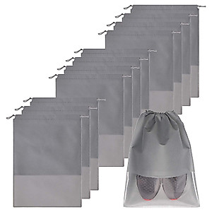 12PCS Shoe Bags for Travel Non-Woven with Rope for Men and Women Large Shoes Storage Organizers Pouch