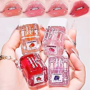 Alisesun 4-Piece Lip Oil & Gloss Kit - Hydrating, Plumping Lip Care with Pearl & Shimmer