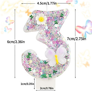 Birthday Candles for Girls, Butterfly 10th Birthday Party Cake Decorations, Number 10 Candles, Purple Sequin Happy Birthday Cake Candles Wedding Cake Topper Anniversary Party Decor