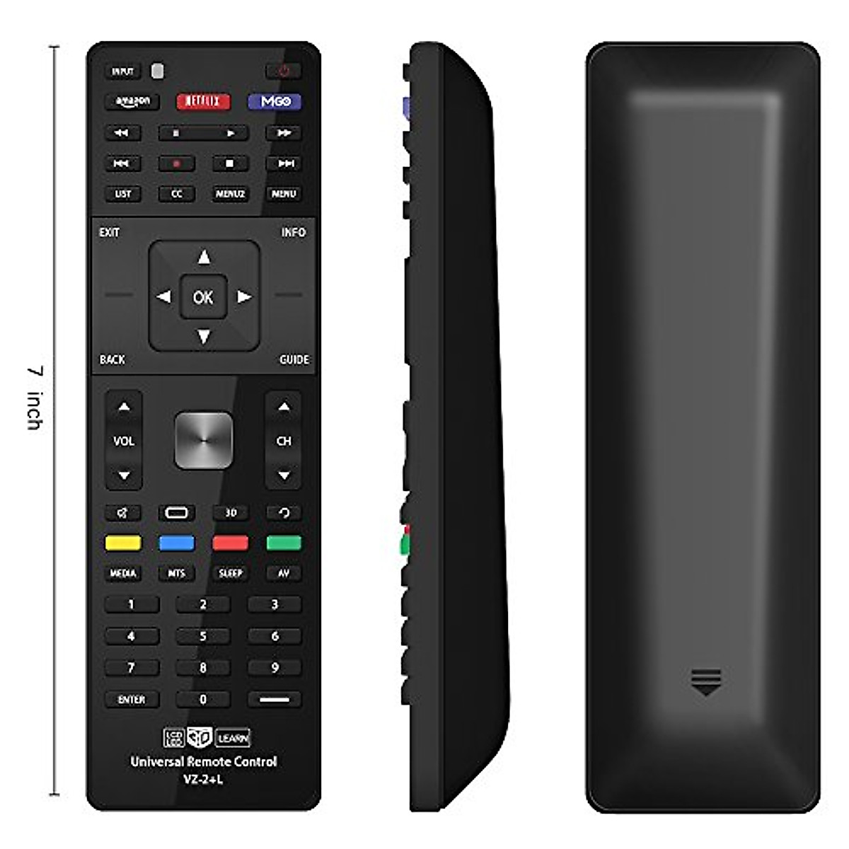 Gvirtue Universal TV Remote for Almost All Vizio LED LCD 3D Smart E Series TV Smart Internet Apps with Amazon, Netflix and M-GO Keys, Sub XRT112 XRT100 VR1 2 10 15 etc., VZ-2+L