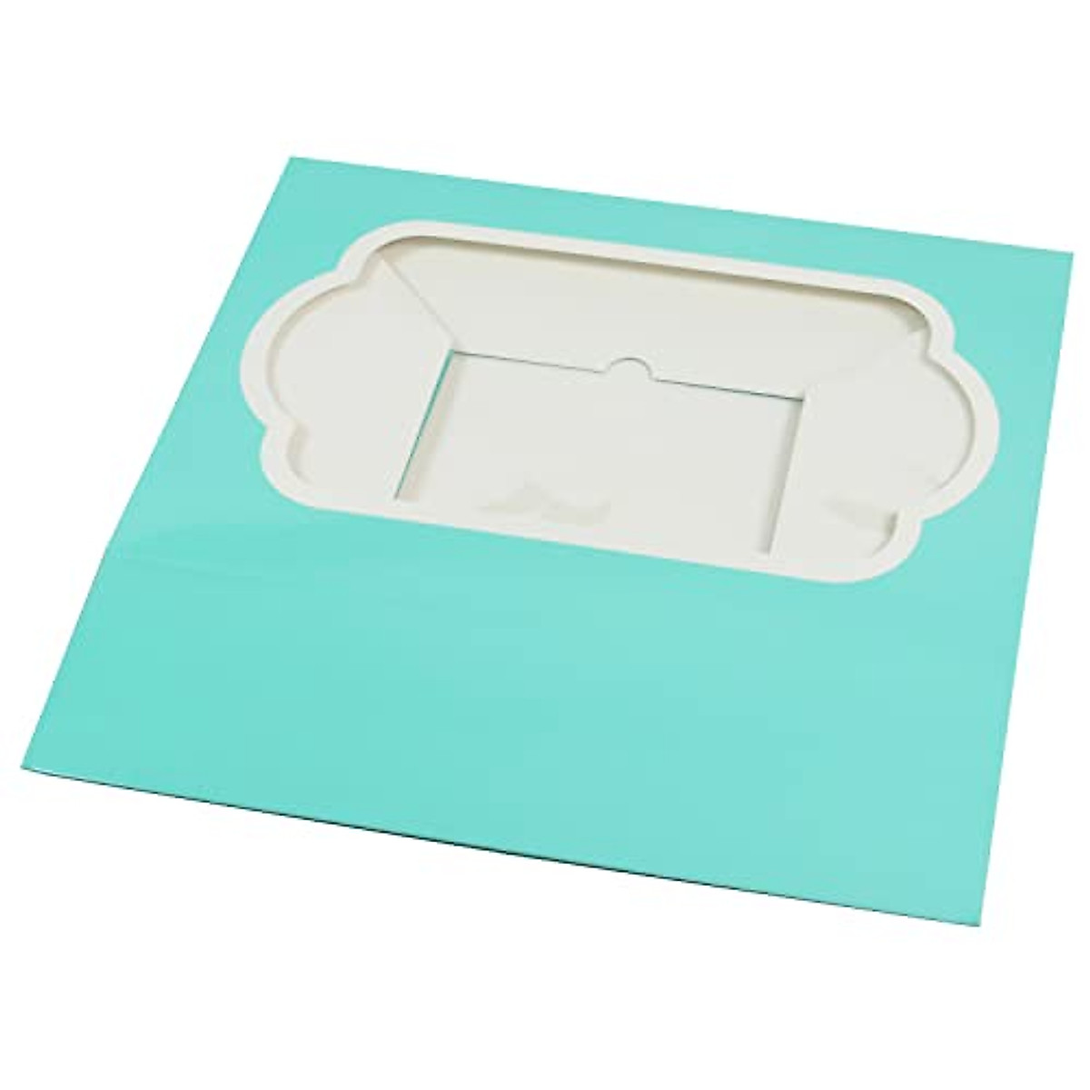 Global Sugar Art Auto-Popup Extra Deep Quarter Sheet Cake Box with Window, Designer Blue, 14 x 10 x 5 Inches, 10 Count. For 9x13 Sheet Cakes, Cookies, Pastries and Desserts.