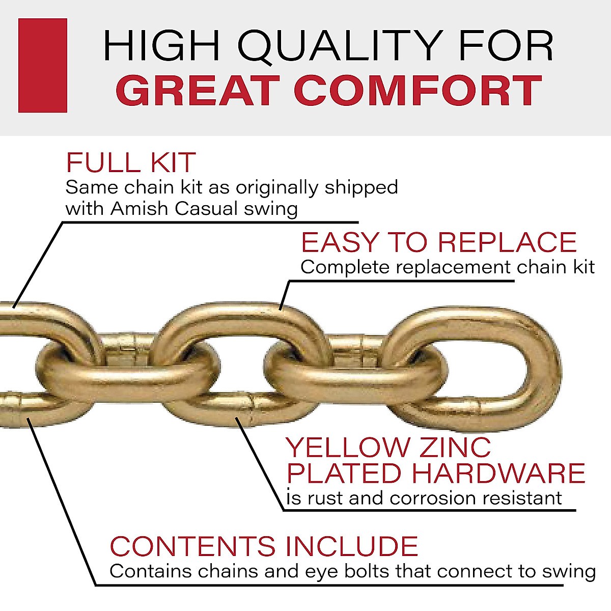 Add Extra Porch Swing Chain (2 x 6 Foot Sections)