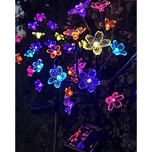Solar Garden Lights Solar Outdoor Lights Decorative Flowers Fairy Garden Stake Waterproof Outside for Front Yard Landscape Path Pathway Walkway Backyard Cemetery Grave Christmas Decorations