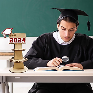 2024 Graduation Gift Money Holder 2024 Graduation Greeting Cards Double Layer Cash Holders with 25 Holes Unique Cash Gift Ideas for Organizer Wooden Graduation Holder Congratulation Card Rack