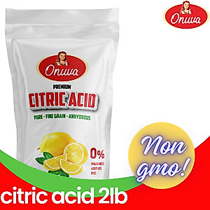 Citric Acid by Onuva | 2 Pound (907 gr) Pure Citric Acid,NON-GMO Project VERIFIED Flavor Enhancer&All-Natural Preservative | Fragrance Free CitricAcid for Bath Bombs,Cooking,Homemade Cleaning Supplies