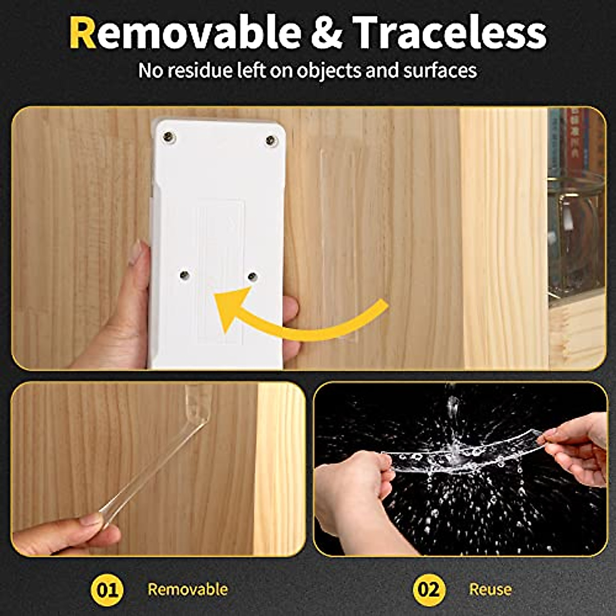 KUSUFEFI Double Sided Tape Heavy Duty, Double Stick Mounting Adhesive Tape (2 Rolls, Total 20FT), Clear Two Sided Wall Tape Strips, Removable Poster Tape for Home, Office, Car, Outdoor Use