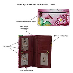 Anna by Anuschka Women's Genuine Leather Hand Painted Clutch Wallet - Precious Peony
