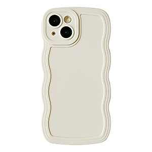 Caseative Solid Color Curly Wave Frame Soft Compatible with iPhone Case (White,iPhone 13 Pro Max)