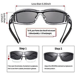 URUMQI Polarized Sunglasses Fit Over Glasses for Men Women, Wrap-around Driving Sunglasses 100% UV Protection