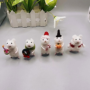 Festive Felt Mouse Halloween Ornament Handmade Needle Felting Mouse Dolls For Christmas Party Festival Home Decor Cute Felted Animals Ornament For Home