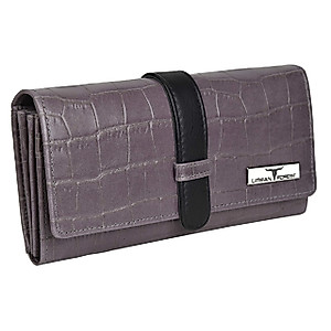 URBAN FOREST Danny Leather Wallet for Women, Grey/Black, Contemporary