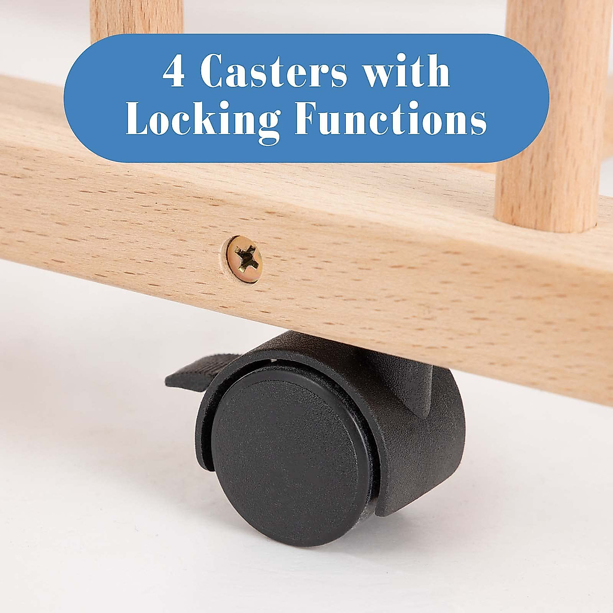 Large Art Storage Rack with Four Caster Wheels - Wooden Canvas Storage Stand Can Well Hold Up to 60" Drawing Boards, Prints, Panels, Paintings, and Artworks Display